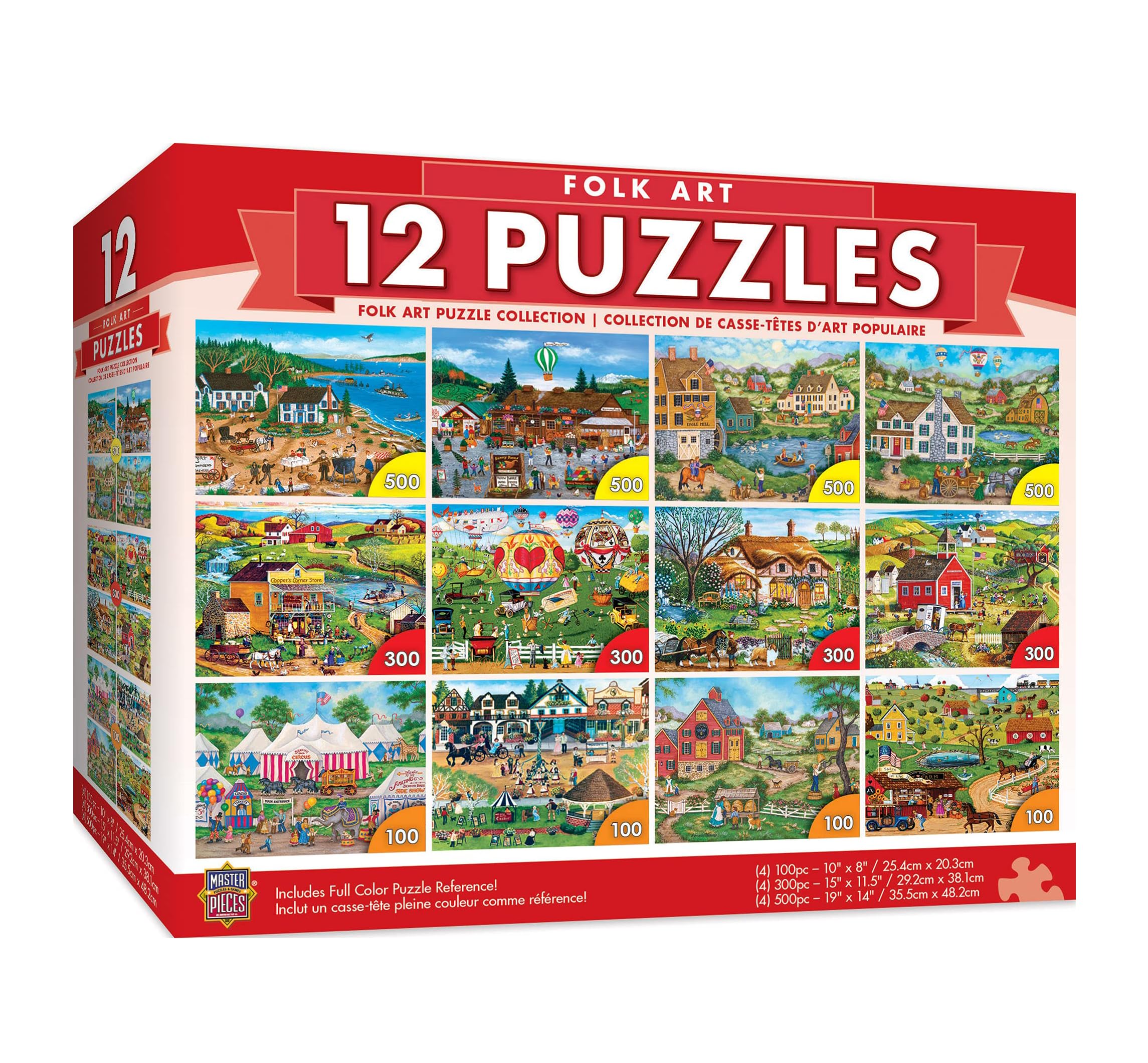 MasterPieces 12 Pack Jigsaw Puzzles for Adults, Family, Or Kids - Folk ...