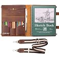 Amazon.com: Robrasim Handmade Leather Sketchbook Cover, Artist Sketch ...