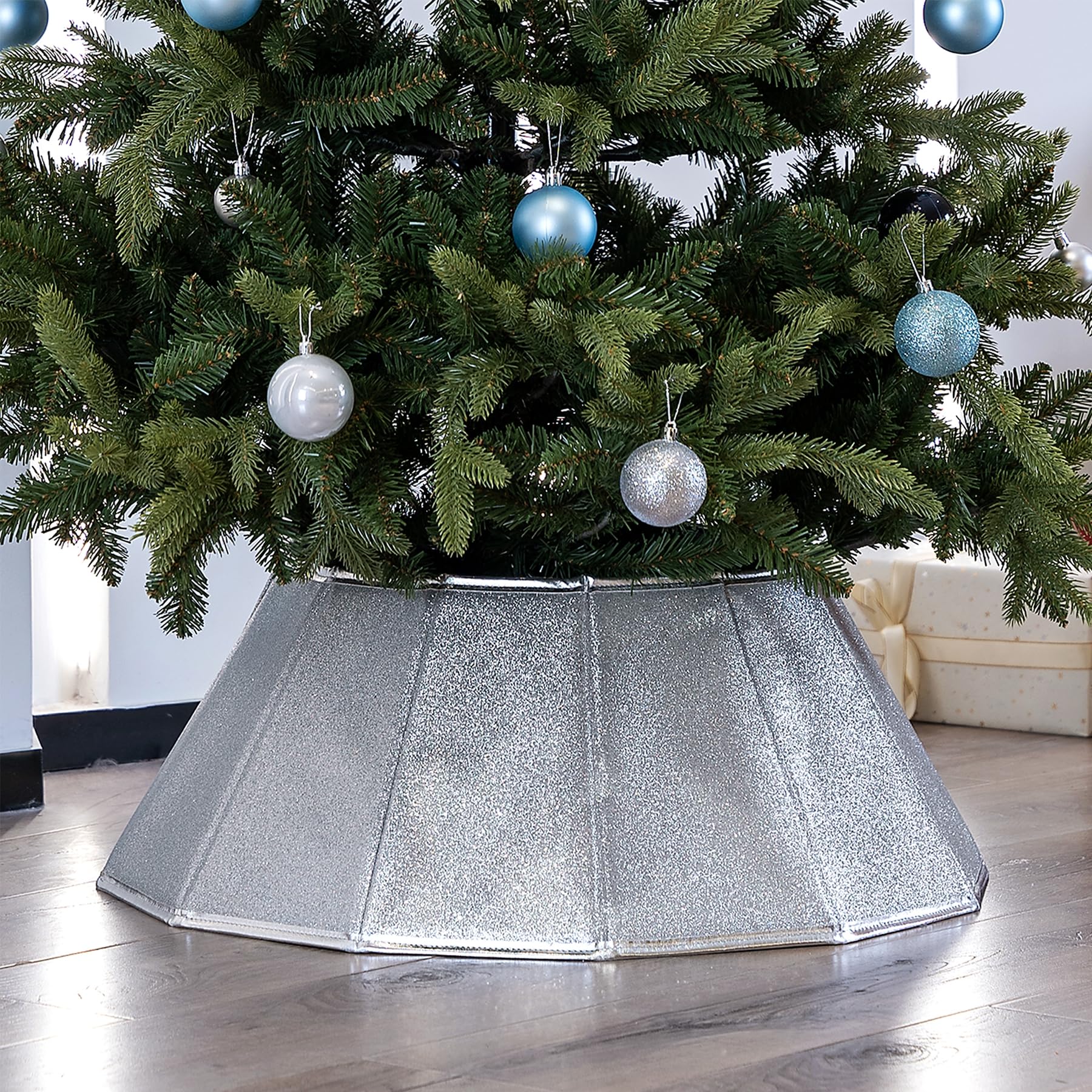 Blissun Fabric Christmas Tree Collar, Glittering Christmas Tree Ring ...