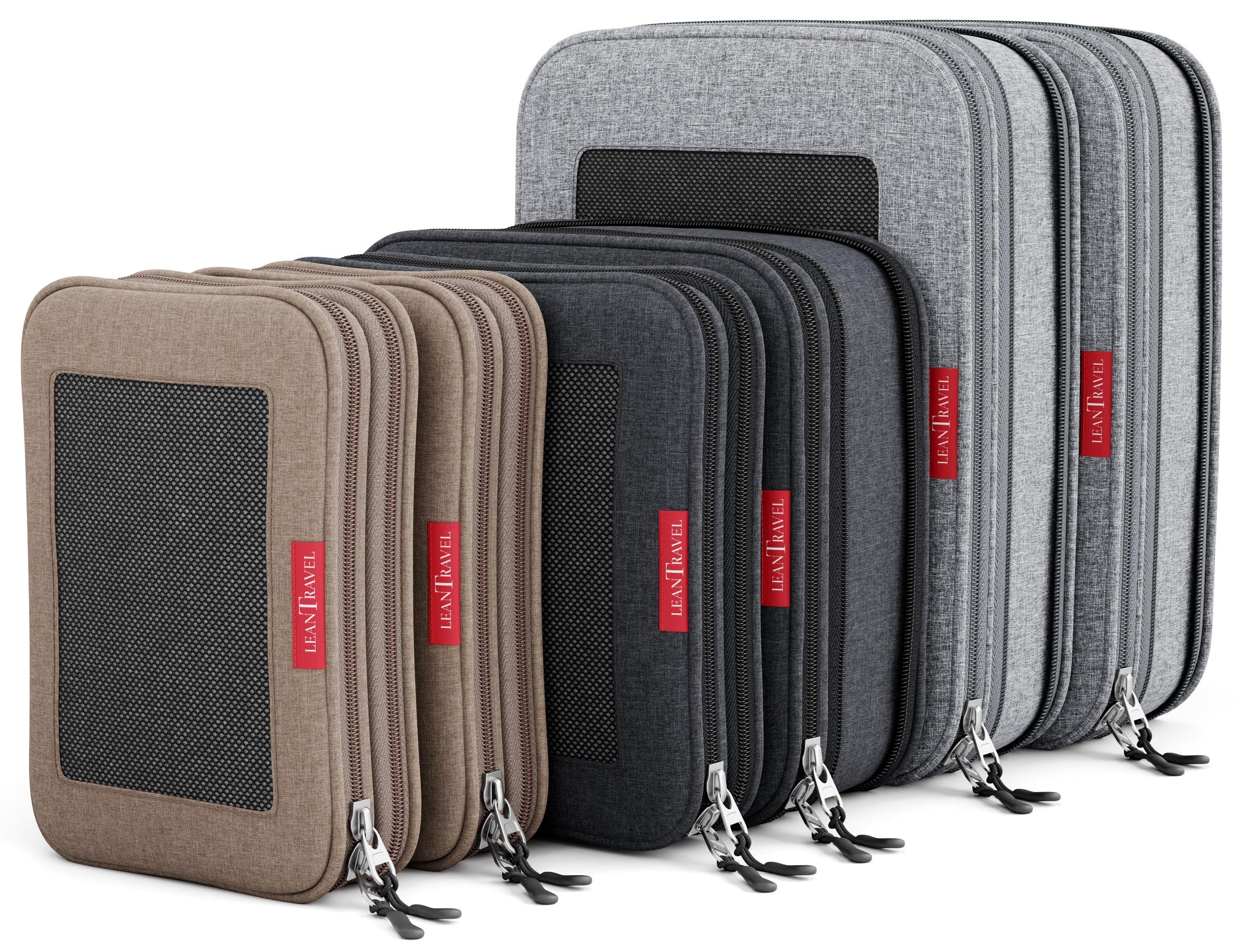 LeanTravel Compression Packing Cubes for Travel Organizers with Double ...