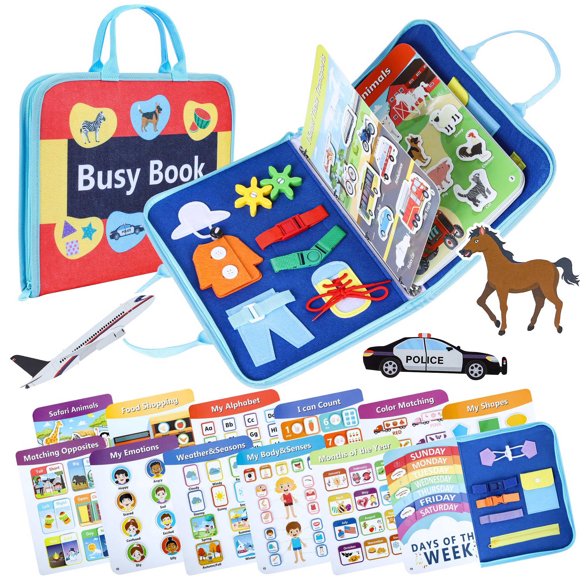 Busy Board Book, Montessori Pre K Preschool Learning Toy, Travel ...