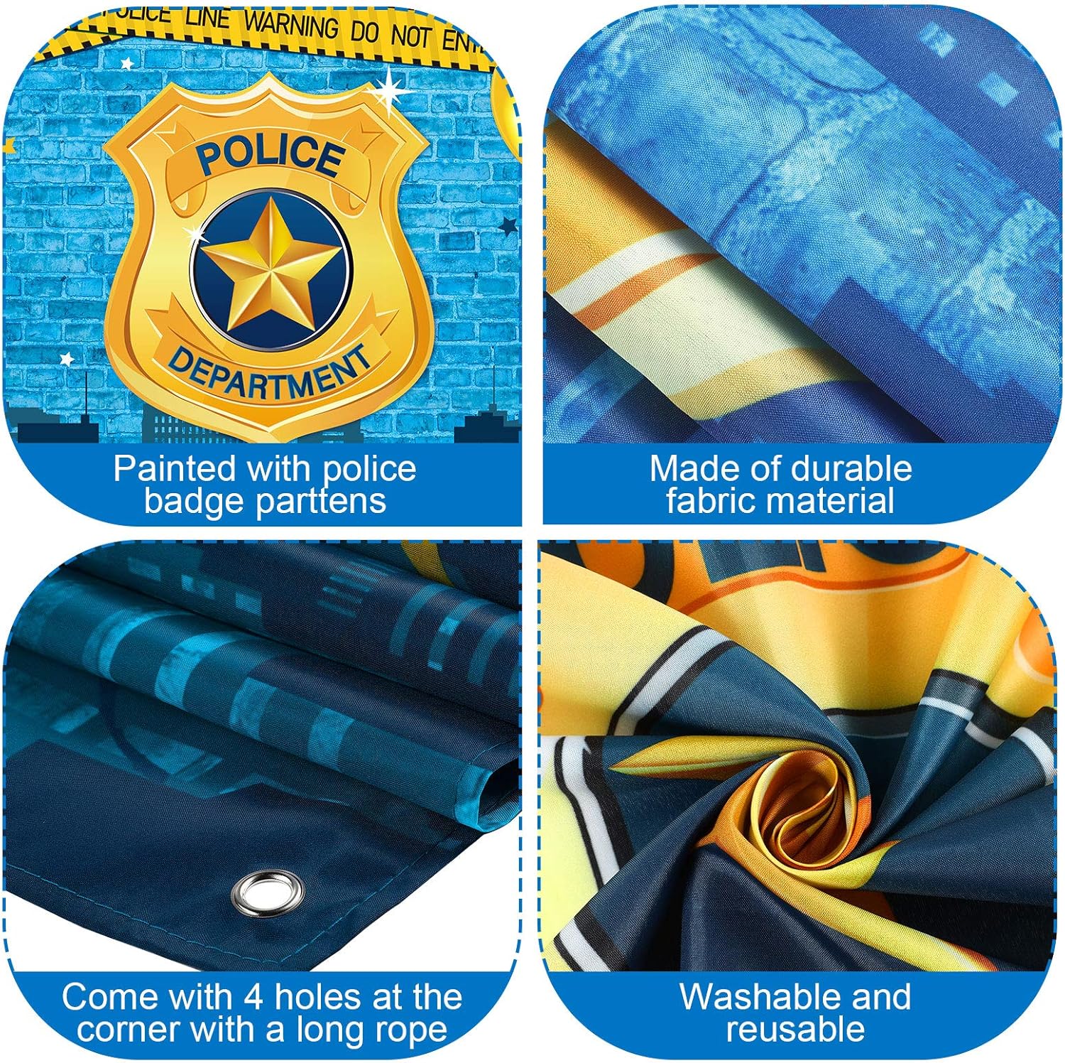 Police Party Photography Banner Police Department Badge Blue Brick Wall ...