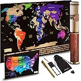 Amazon.com: Scratch Off World Map + Scratch Off USA Map Travel Poster ...