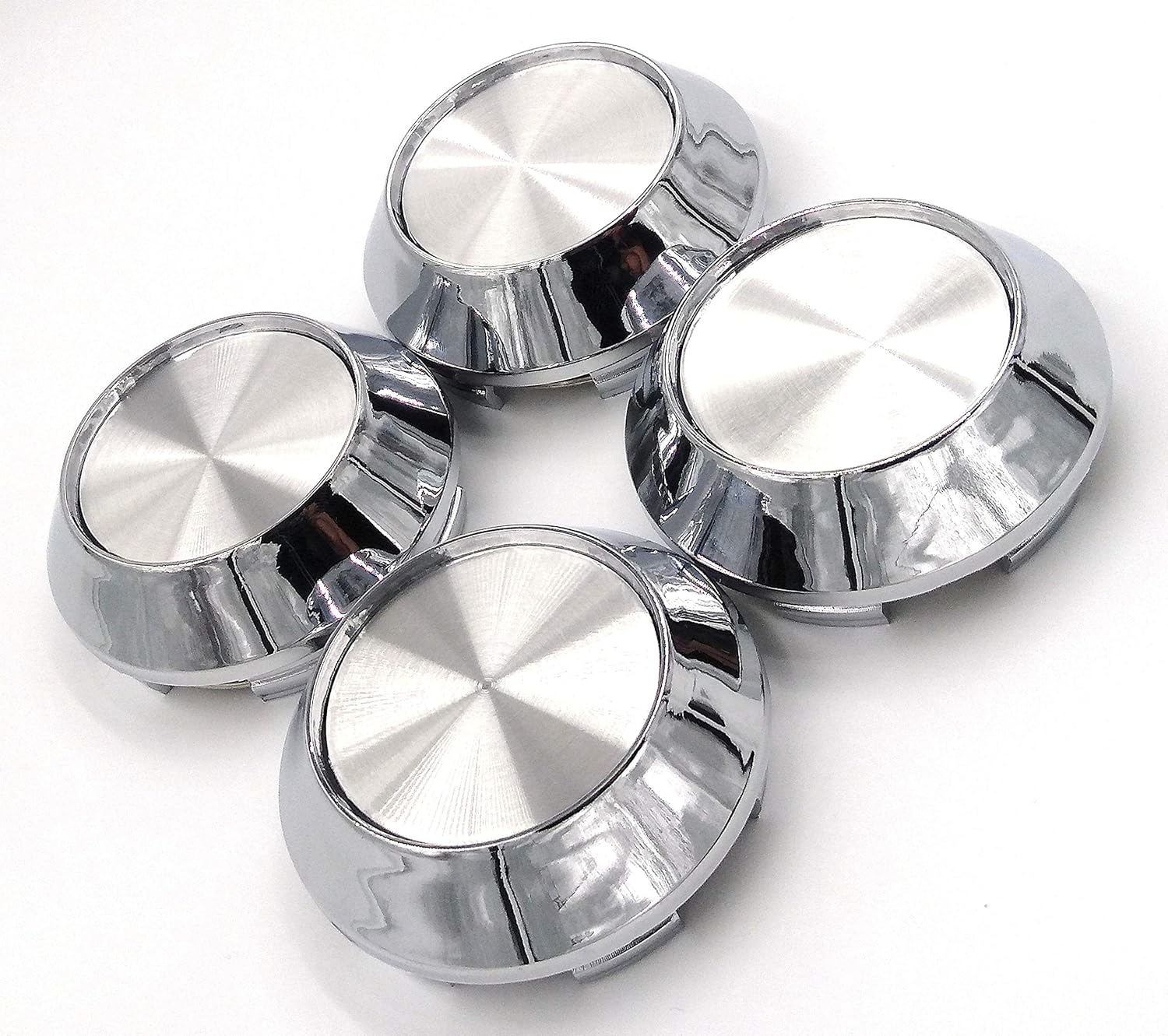 BizTech ® 4x Universal Chrome Silver Car Auto Alloy Wheel Center Hub Caps Covers Set No Logo ...
