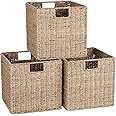 Amazon.com - 12x12x12in Seagrass Storage Baskets, Woven Baskets for ...