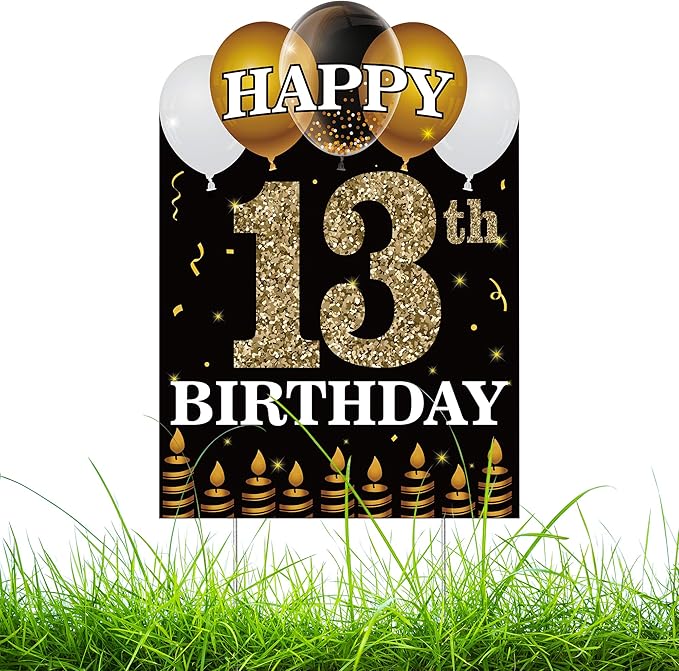 Amazon.com : WATINC Happy 13th Birthday Yard Sign with Metal Stakes ...