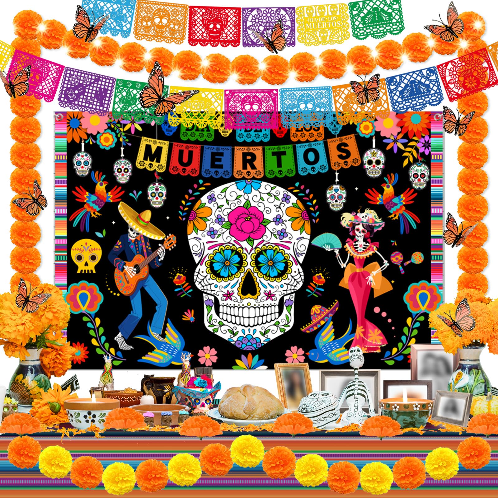 Day of The Dead Decorations - Dia De Los Muertos Ofrenda Set Include ...
