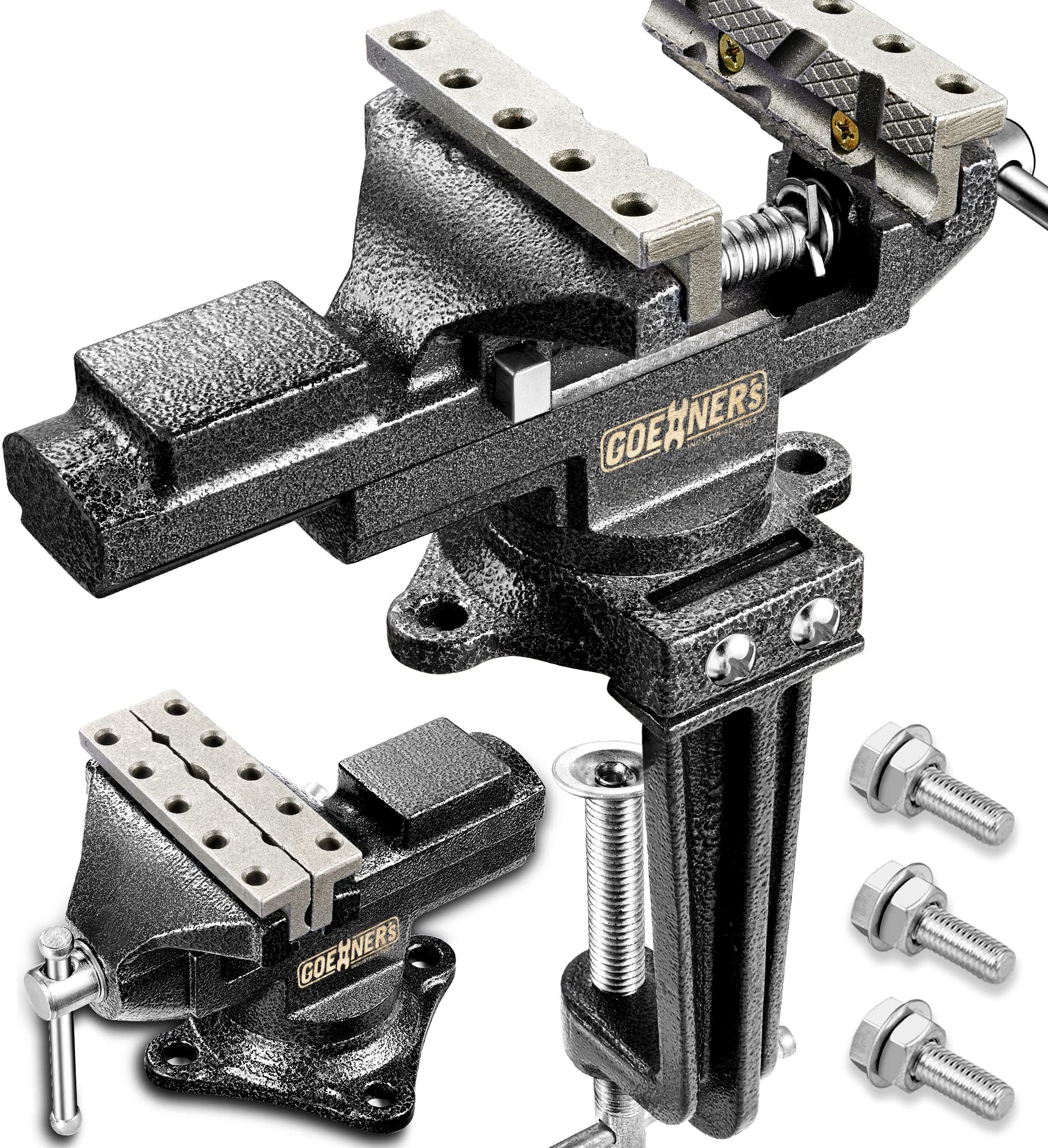 Dual-Purpose Bench Vise 3.3" Universal with Multifunctional jaw, 360° Swivel Clamps on Vise ...