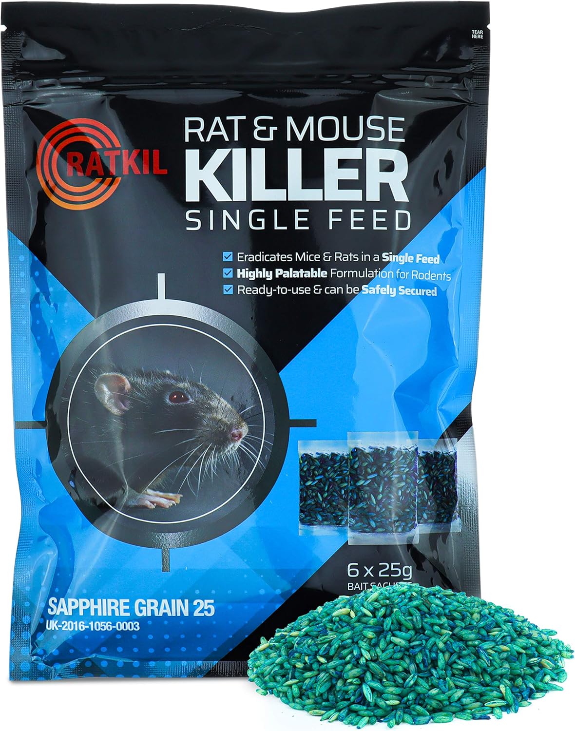 Ratkil Rat Poison (6 x25g) Rat Bait & Mouse Poison Grain – Strongest ...