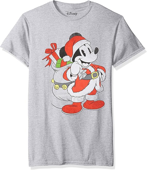 Amazon.com: Disney Men's Christmas Mickey Mouse Santa Red Graphic T ...