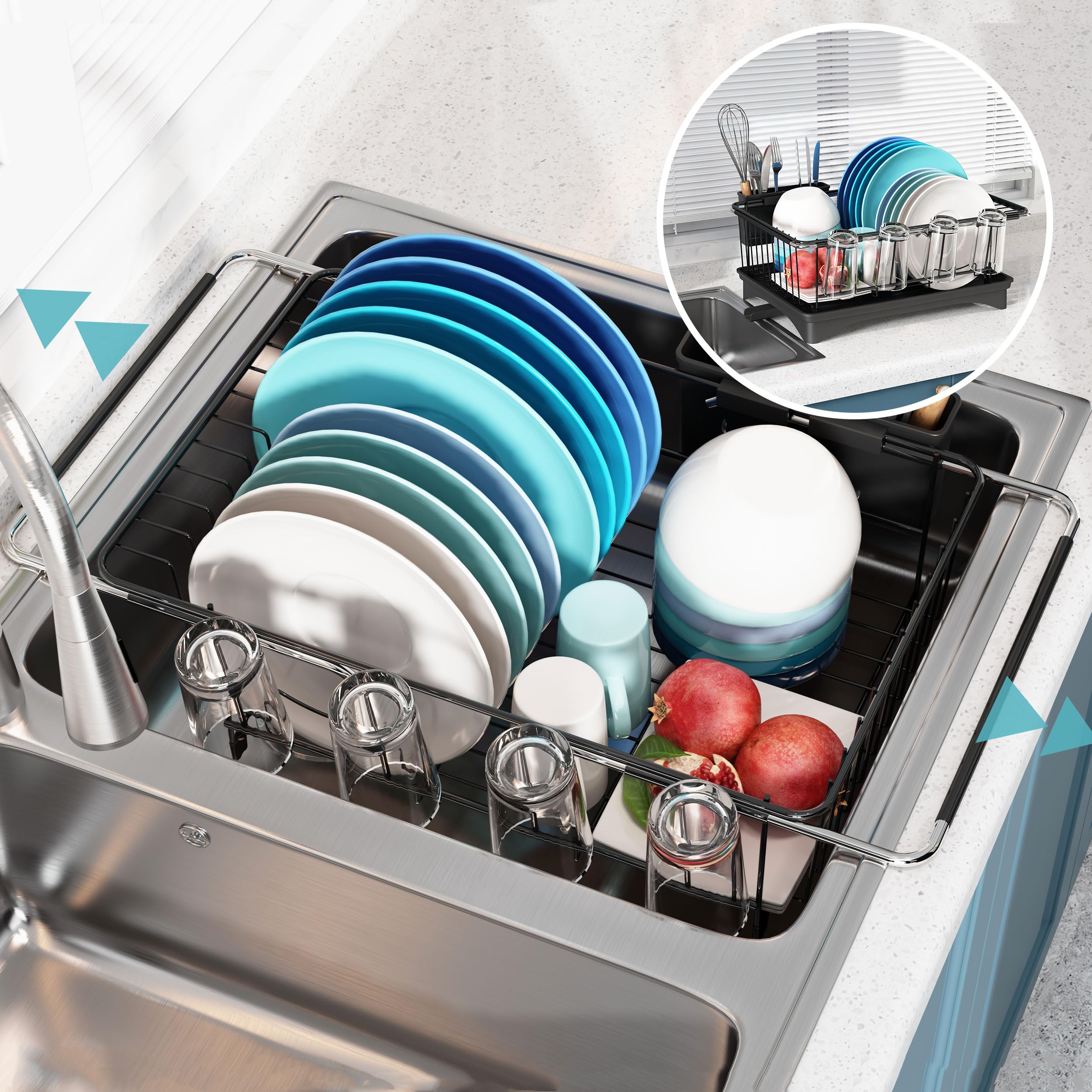 MAJALiS Sink Dish Drying Rack- Stainless Steel Dish Rack with ...