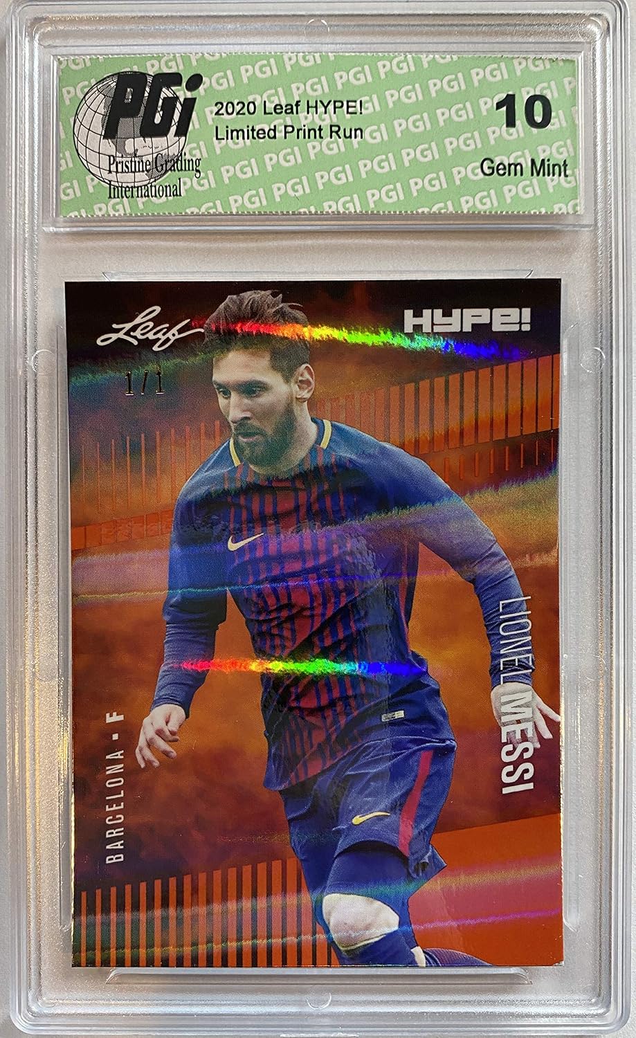 Amazon.com: Lionel Messi 2020 Leaf HYPE! #46 Orange Shimmer 1 of 1 Rare ...