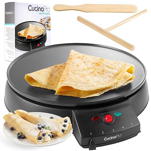 12" Griddle & Crepe Maker, Non-Stick Electric Crepe Pan w Batter ...