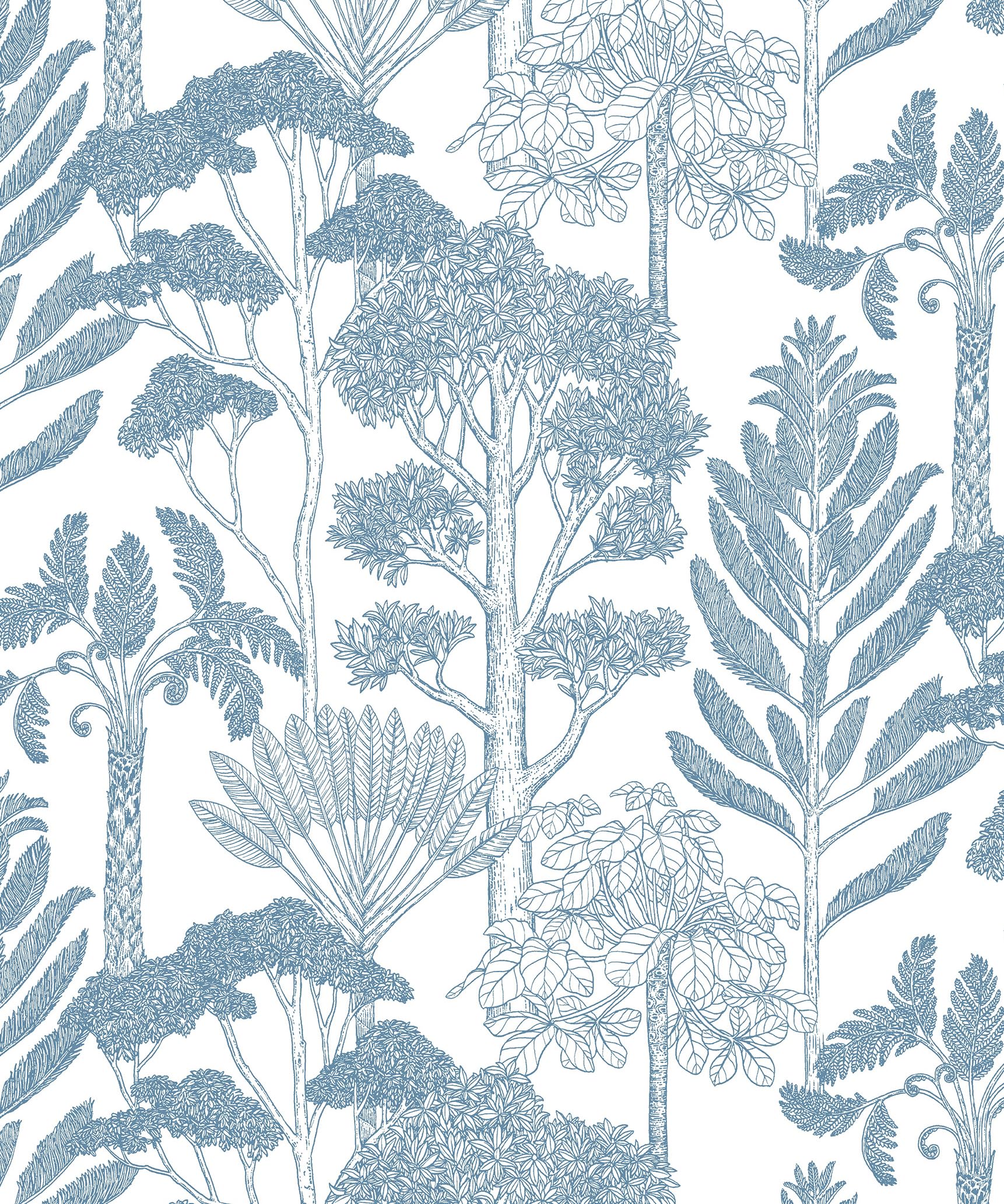 Lativo Blue and White Wallpaper Modern Peel and Stick Wallpaper Forest ...