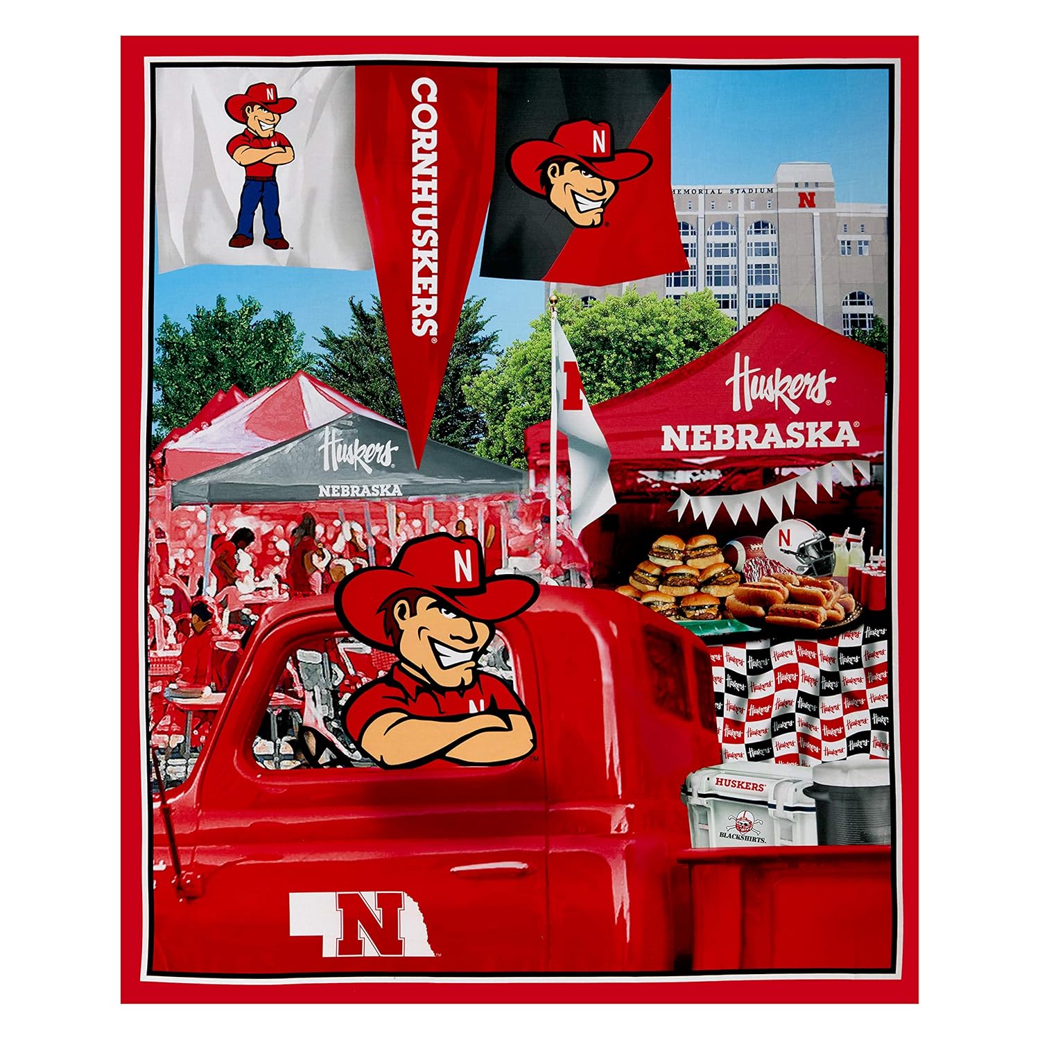 Amazon.com: Sykel Enterprises NCAA Nebraska Digital Tailgate Cotton 36 ...