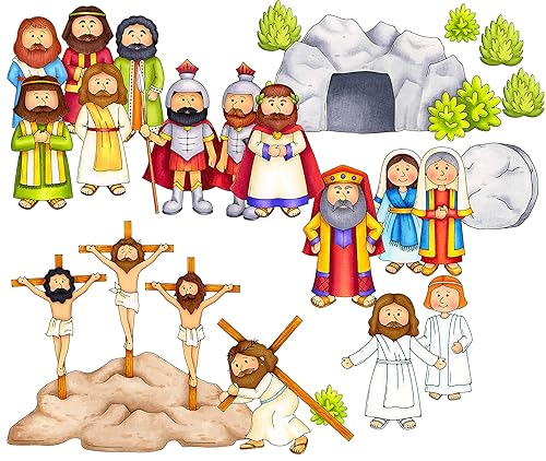 Easter Crucifixion Resurrection 19 pc Felt Figures Bible Felt/Flannel ...
