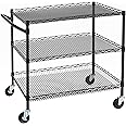 Amazon.com: Finnhomy 3 Tier Heavy Duty Commercial Grade Utility Cart, Wire Rolling Cart with ...