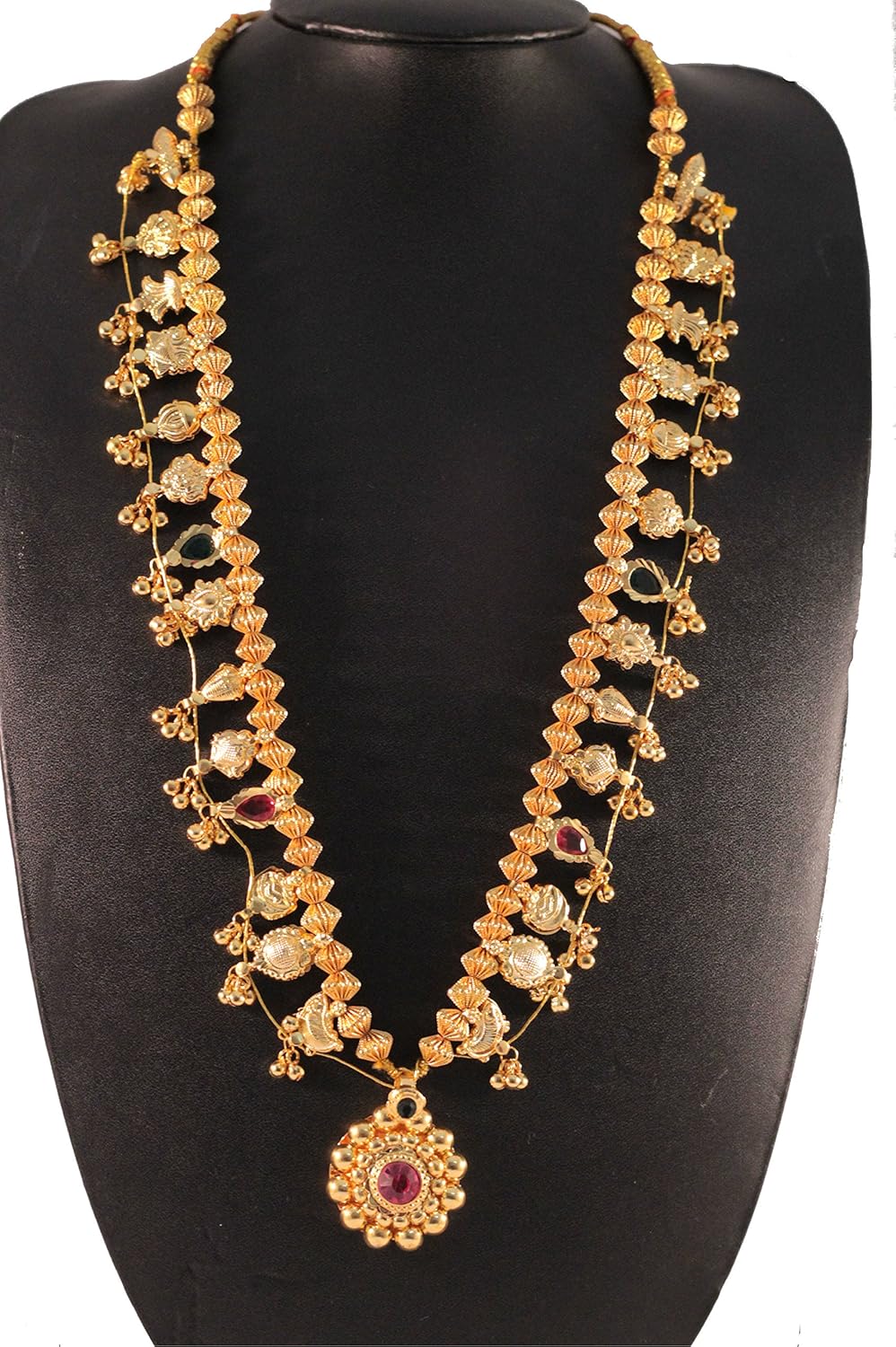 Buy NAK's Maharashtrian Traditional Kolhapuri Saaj Long Necklace with ...