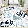 Amazon.com: Coastal Area Rug Beach Rugs Non-Slip Nautical Coral Machine ...