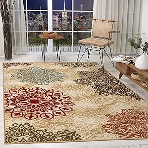 Amazon.com: Antep Rugs Alfombras Modern Floral 5x7 Non-Skid (Non-Slip ...