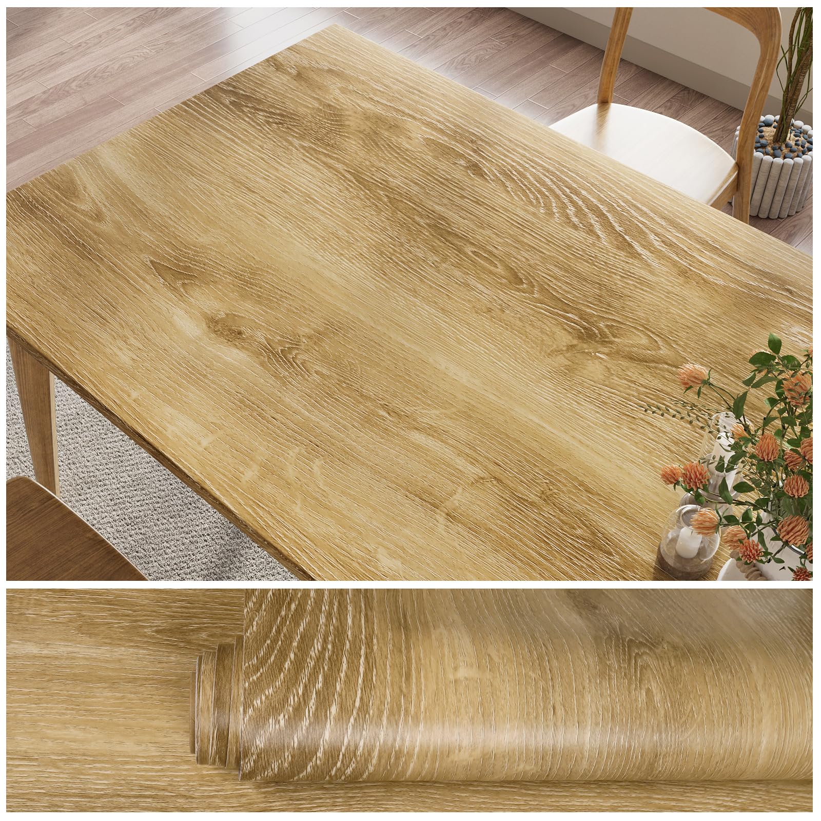 VEELIKE Natural Oak Wood Contact Paper Wood Peel and Stick Wallpaper ...