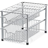 Amazon.com: Simple Houseware Stackable 2 Tier Sliding Basket Organizer ...