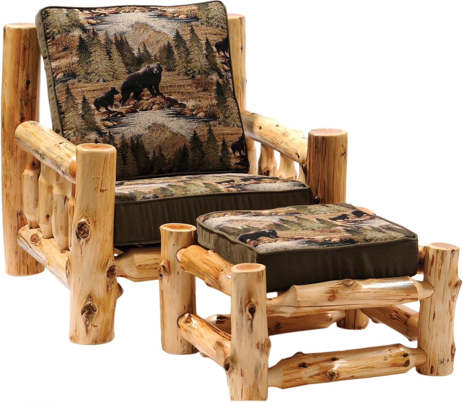 Amazon.com: Fireside Lodge Furniture Cedar Log Frame Lounge Chair with ...