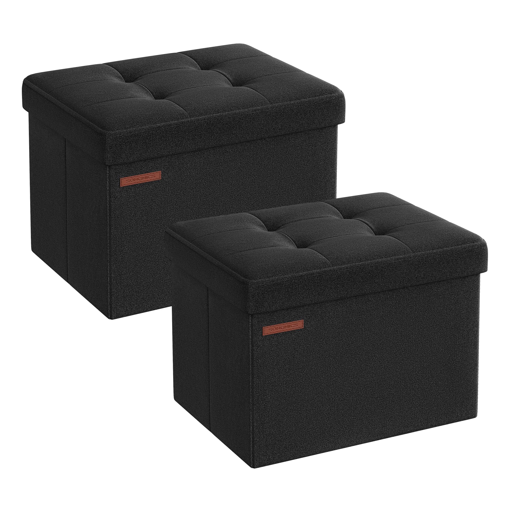 SONGMICS Small Folding Storage Ottoman, Set of 2, Foot Rest Stool, Cube ...