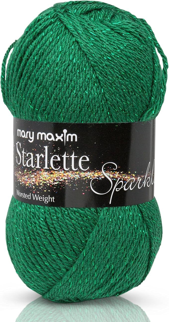 Amazon.com: Mary Maxim Starlette Sparkle Yarn “Emerald” | 4 Medium ...