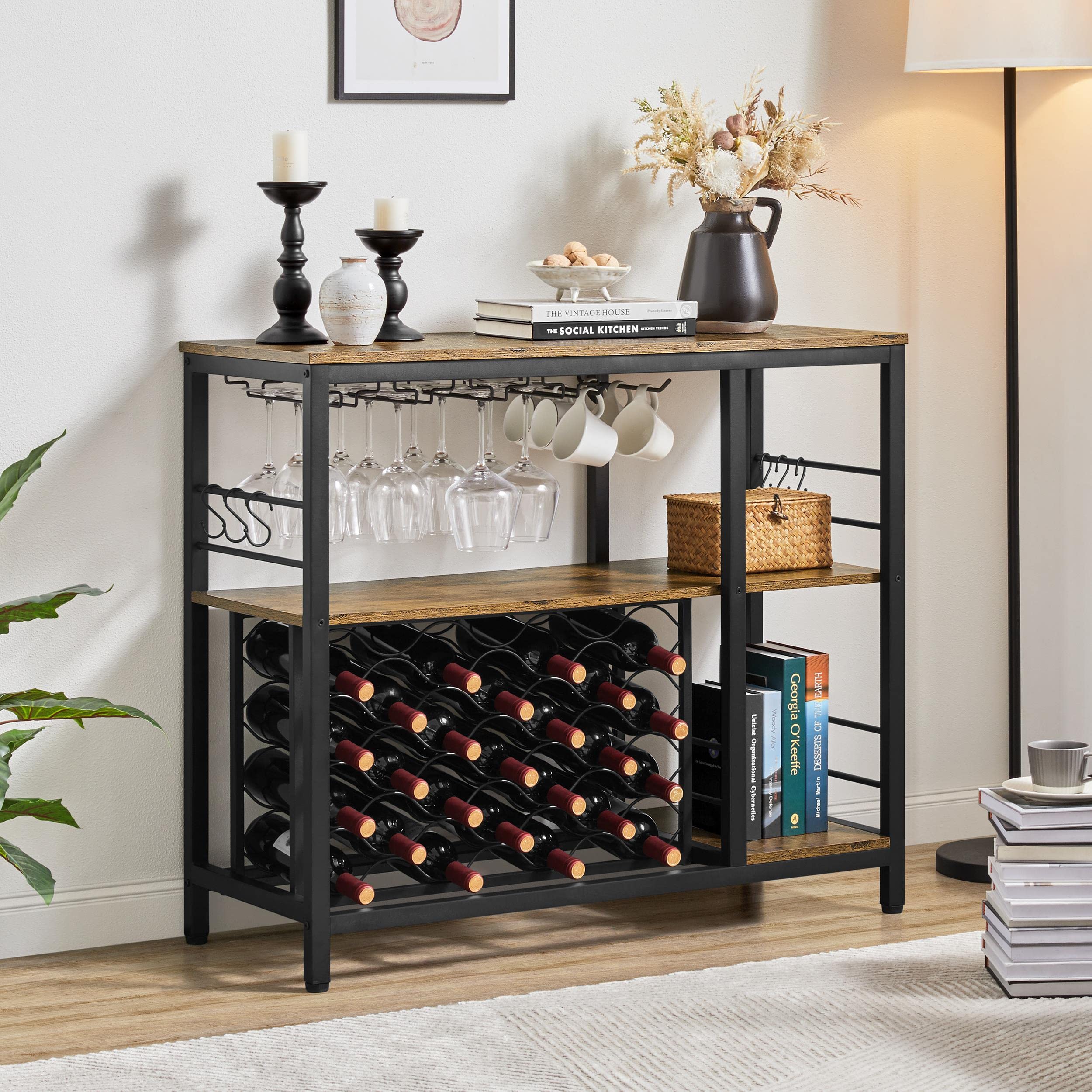 Mua Yaheetech Wine Rack Table with Glass Holder, Industrial Wine Bar ...