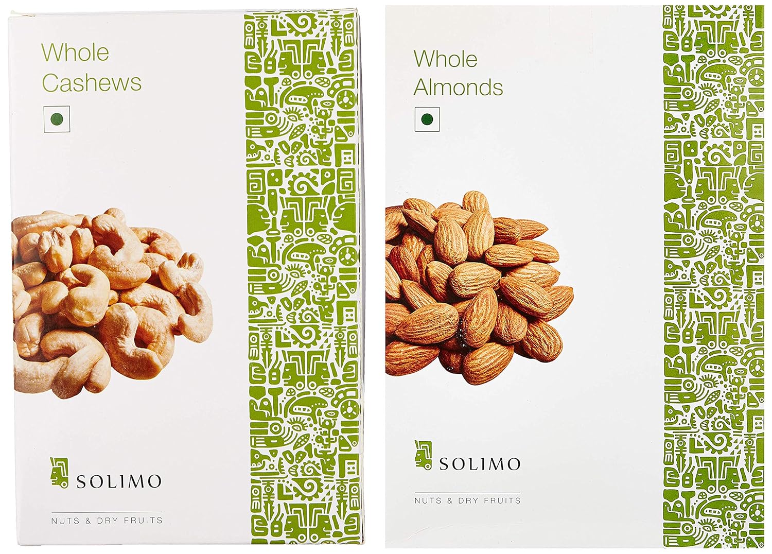 Amazon Brand - Solimo Almonds, 1kg With Amazon Brand - Solimo Cashews ...