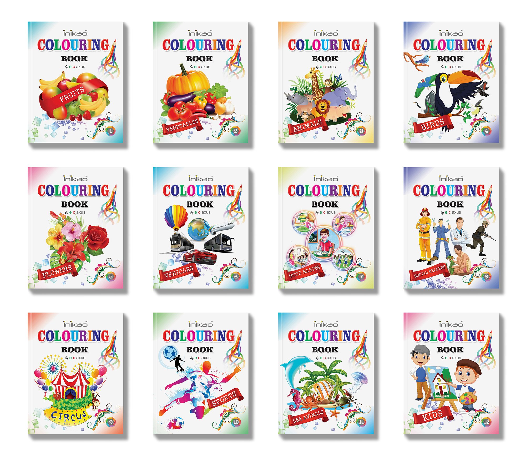 Colouring Books Collections by InIkao (12 Books) : Pack of 12 Copy ...