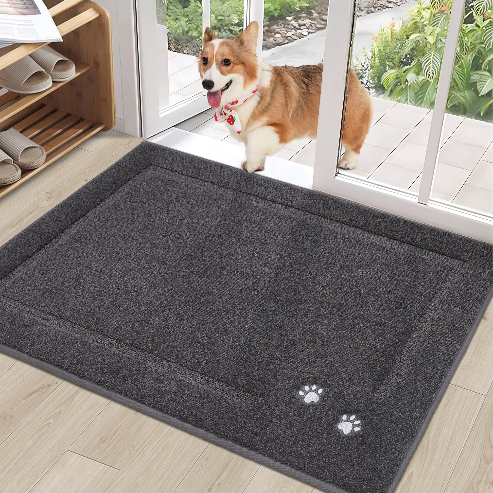 BEQHAUSE Dog Door Mat for Muddy Paws Dirt Trapper Absorbent Mud Mat for ...