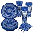 Amazon.com: 116 Ps Blue Bandana Party Supplies - 16 Guest Set Including ...