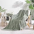 Amazon.com: Monbix Light Sage Green Fleece Throw Blanket for Couch ...