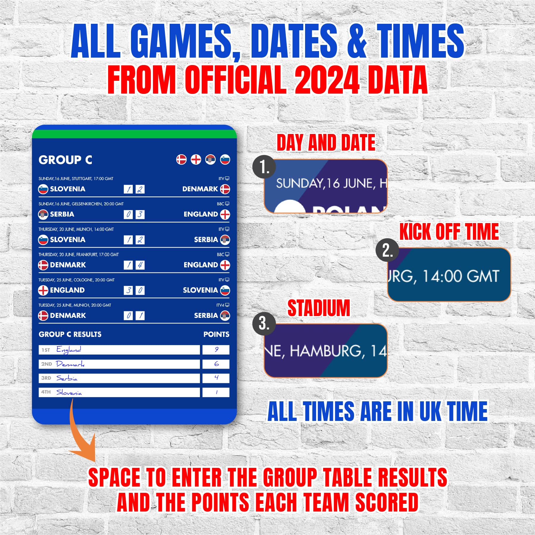 Mua Euro Football Wall Chart 2024 Football Tournament Wallchart Poster ...