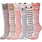 Amazon.com: ANTSANG Kids Girls Knee High Socks 6 Pairs Long Boot Fun ...