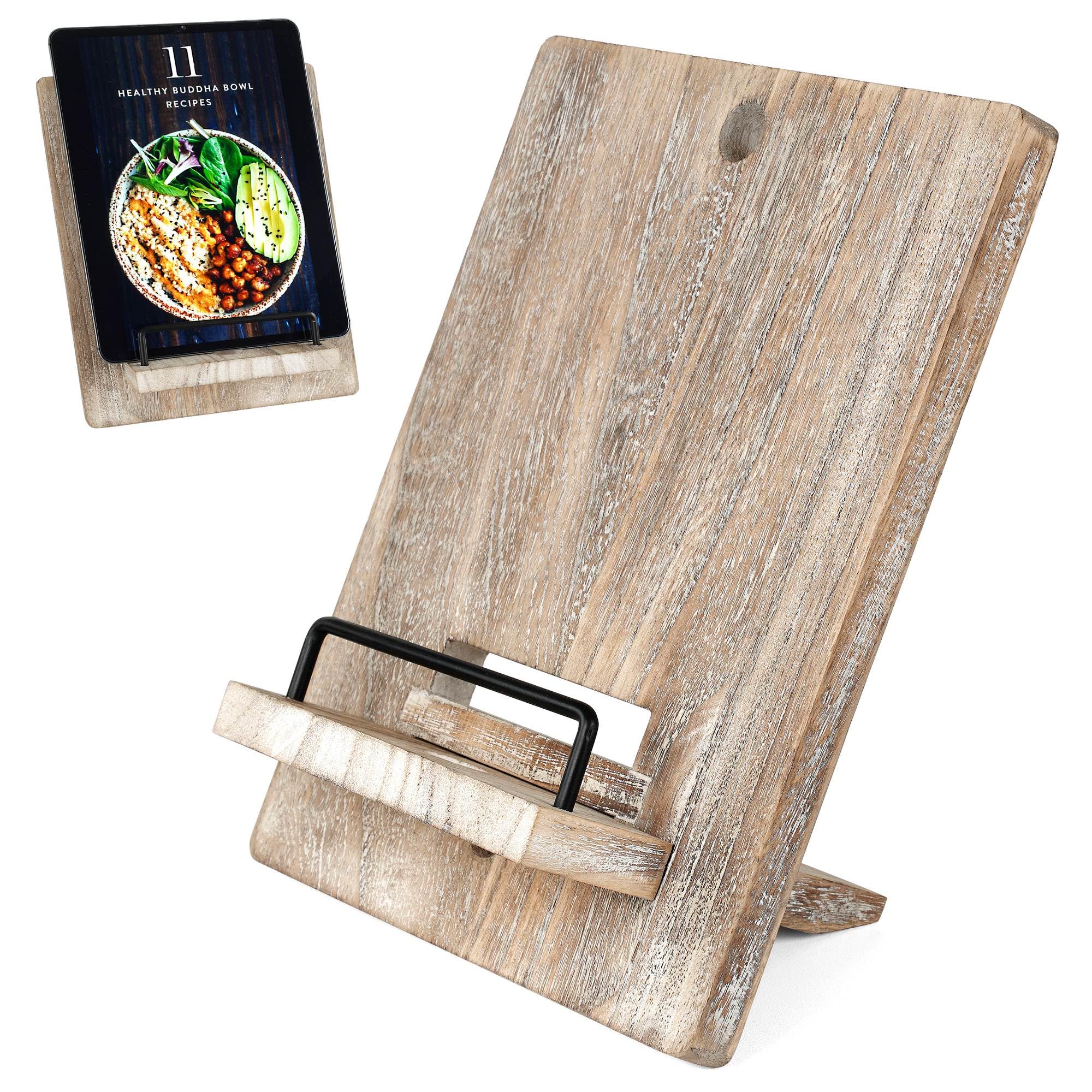 Wood Cookbook Stand Recipe Holder: Farmhouse Cookbook Holder for ...