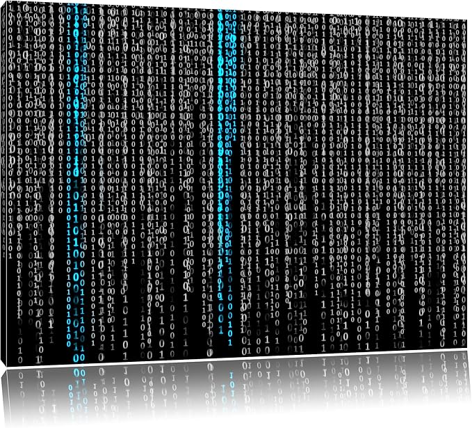 Matrix Zahlen schwarz/weiß Format: 120x80 auf Leinwand, XXL riesige ...