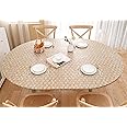 Amazon.com: Oval Vinyl Fitted Tablecloth with Flannel Backing Elastic ...