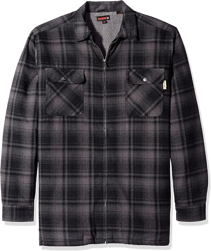 Amazon.com: Wolverine Men's Big-Tall Marshall Flannel Sherpa Lined Full ...
