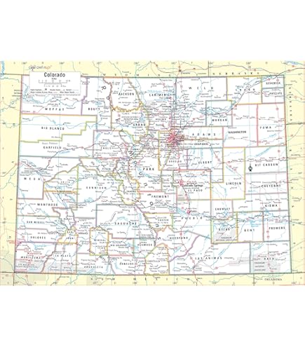 Laminated Map Large Detailed Roads And Highways Map Of Colorado State
