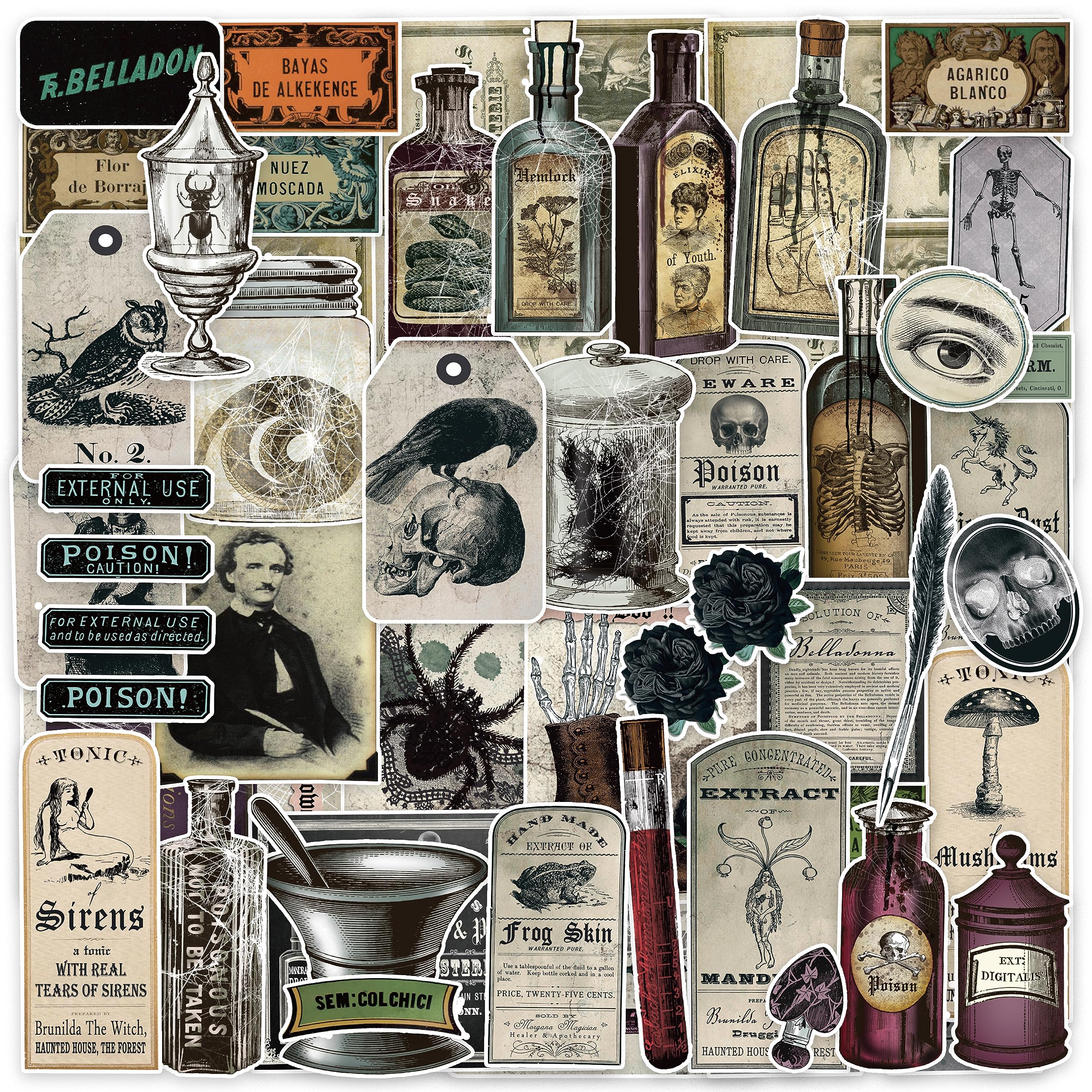 Prstincol 106 Pcs Potion Labels Stickers, Apothecary Sticker Dark ...