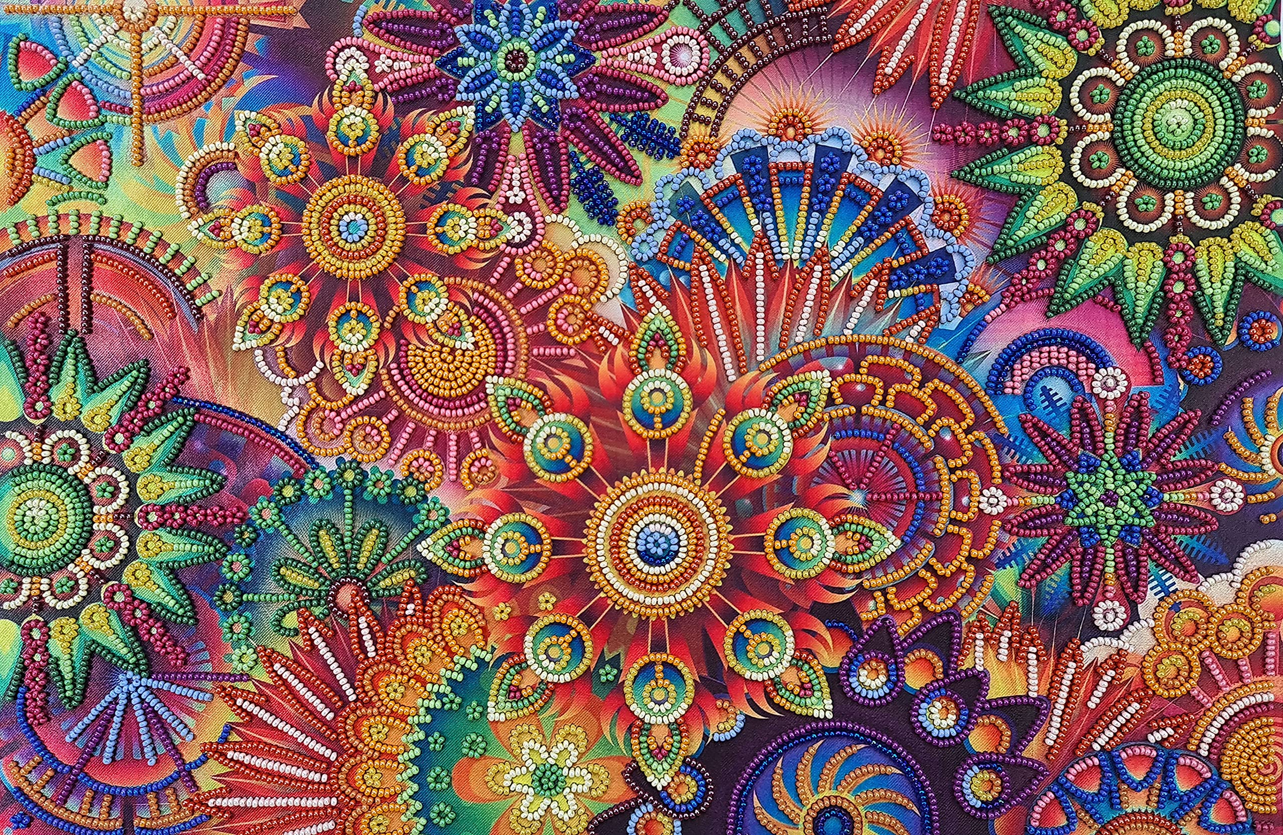 Rainbow Fractal Bead Embroidery Kits Abstract Beaded Cross Stitch Kits ...