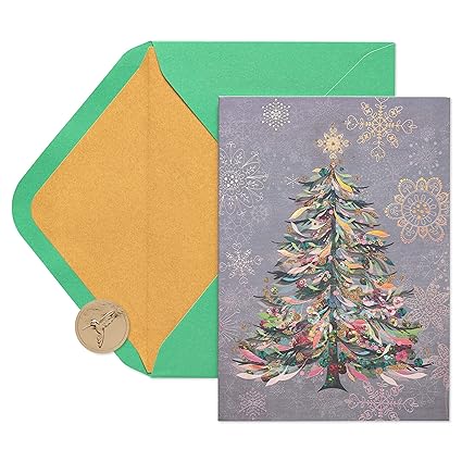 Papyrus Festive Christmas Tree Christmas Cards Boxed with Gold Foil ...