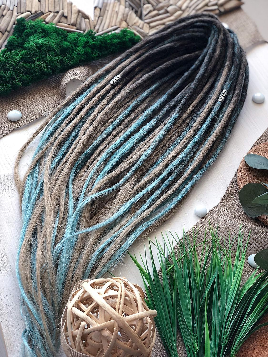 Amazon.com: Synthetic Crochet Dreads — Cream Blue, Ombre Set, Ombre ...