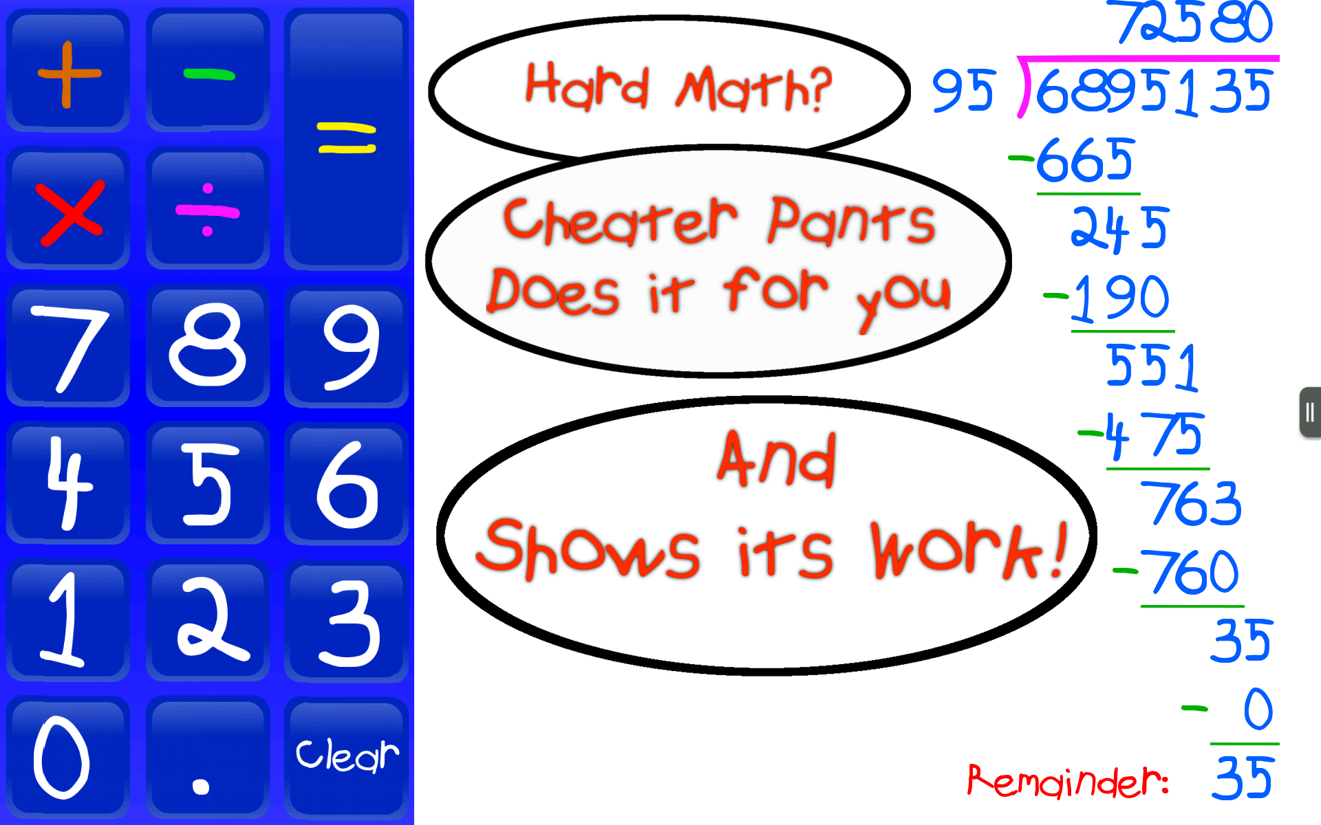 Cheater Pants Calculator - Show-Your-Work Arithmetic!:Amazon.fr ...
