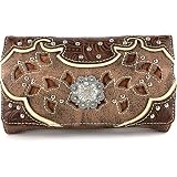 Justin West Western Studded Rhinestone Buckle Laser Cut Wristlet ...