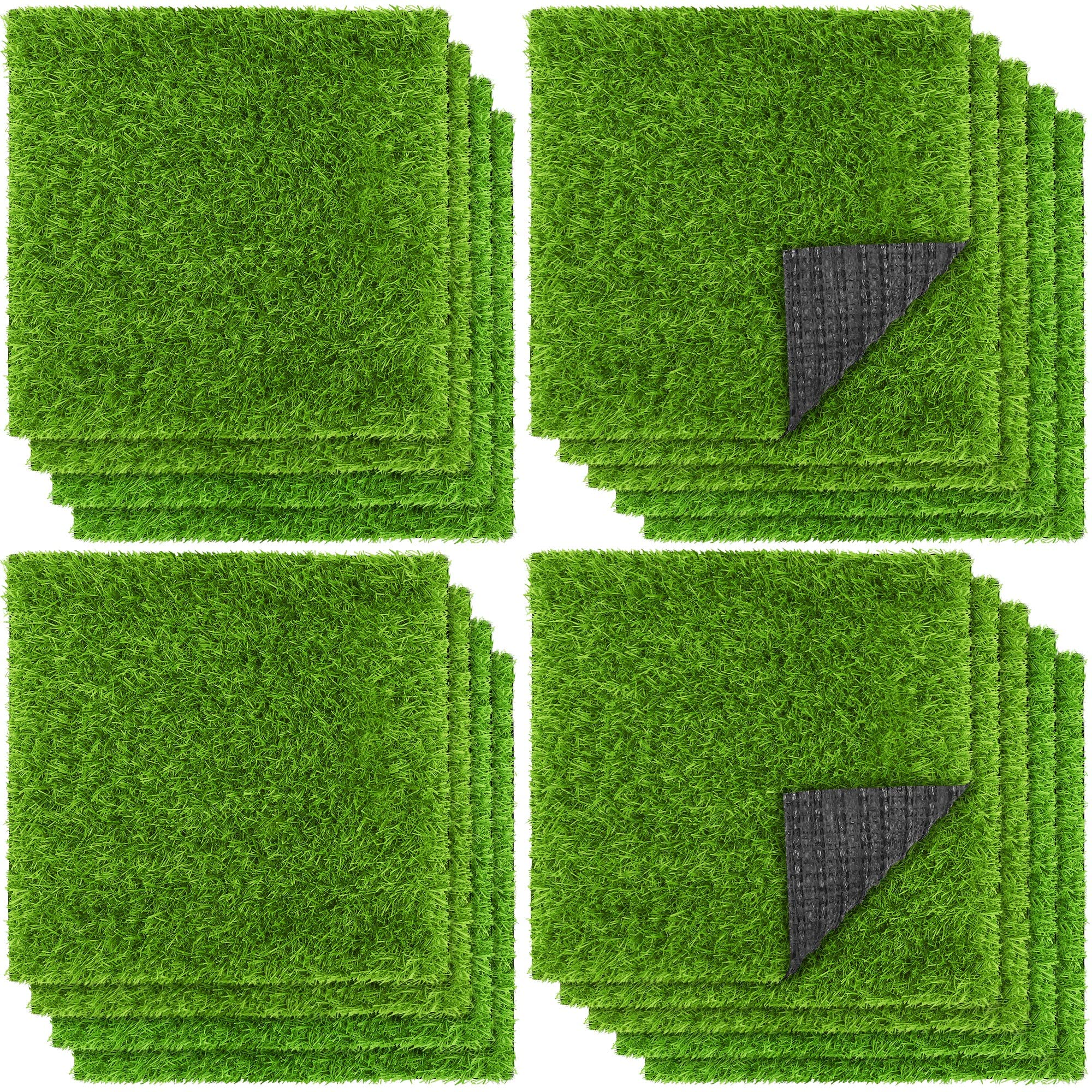 TURSTIN 18 Pieces Artificial Grass Mat 12 x 12 Inch Synthetic Grass ...