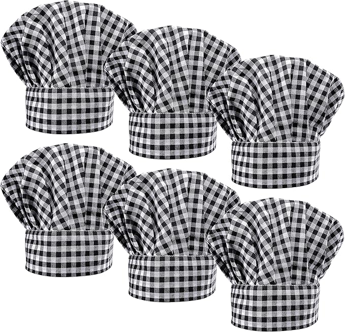 LilMents - Juego de 6 sombreros de chef elásticos para cocineros ...